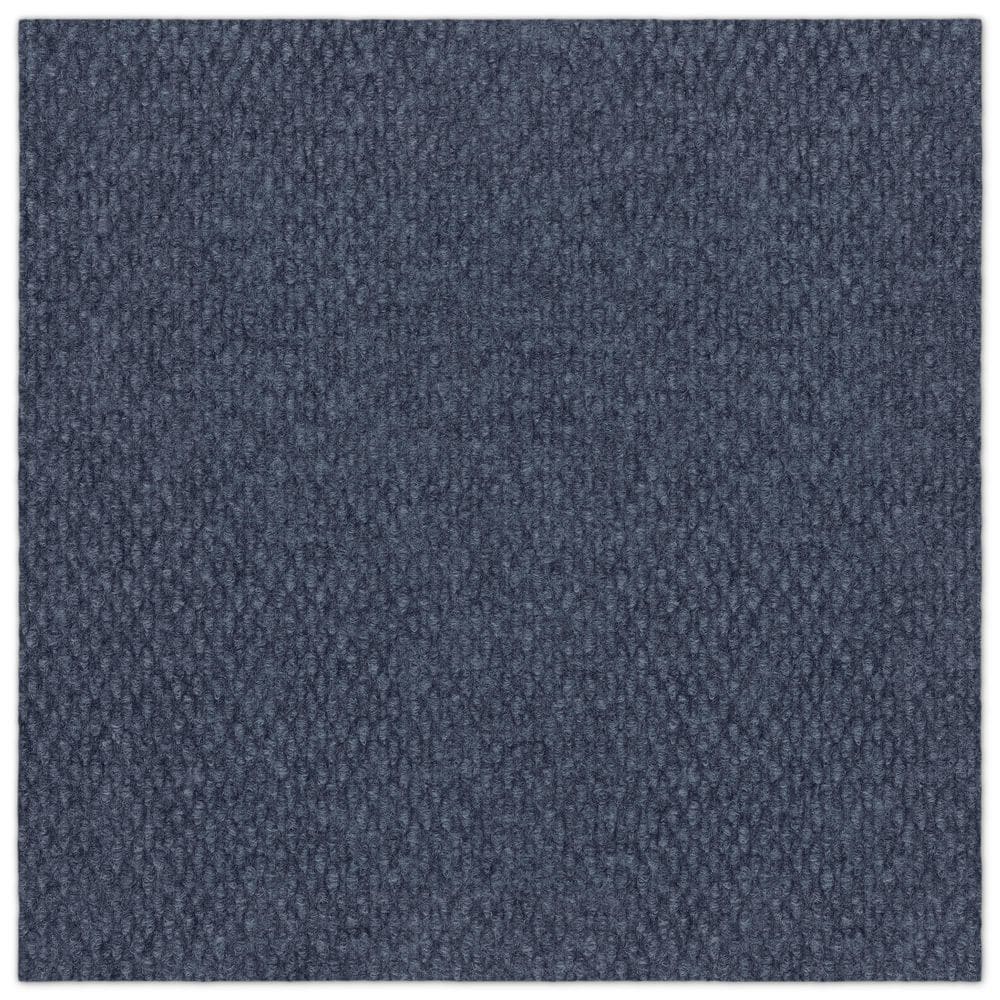 Boone Hobnail Blue Residential 18 in. x 18 in. Peel and Stick Carpet ...