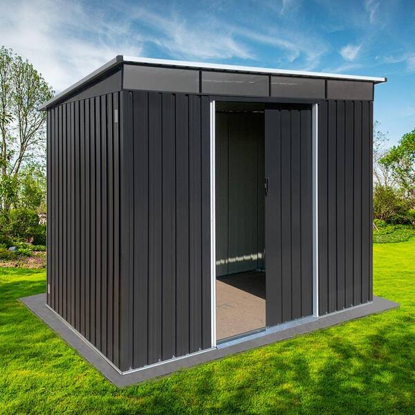 Blisstyle 8 ft. W x 6 ft. D Metal Shed with Lockable Door (48 sq. ft ...