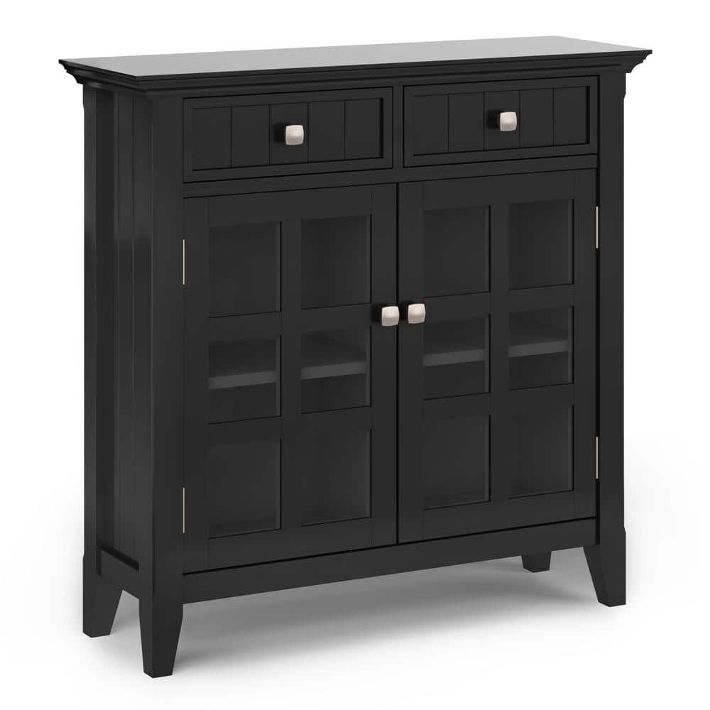 Simpli Home Acadian Solid Wood Entryway Storage Cabinet in Black