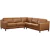 Hydeline Bella 102 in. Slope Arm 3-piece Top Grain Leather L-Shaped ...