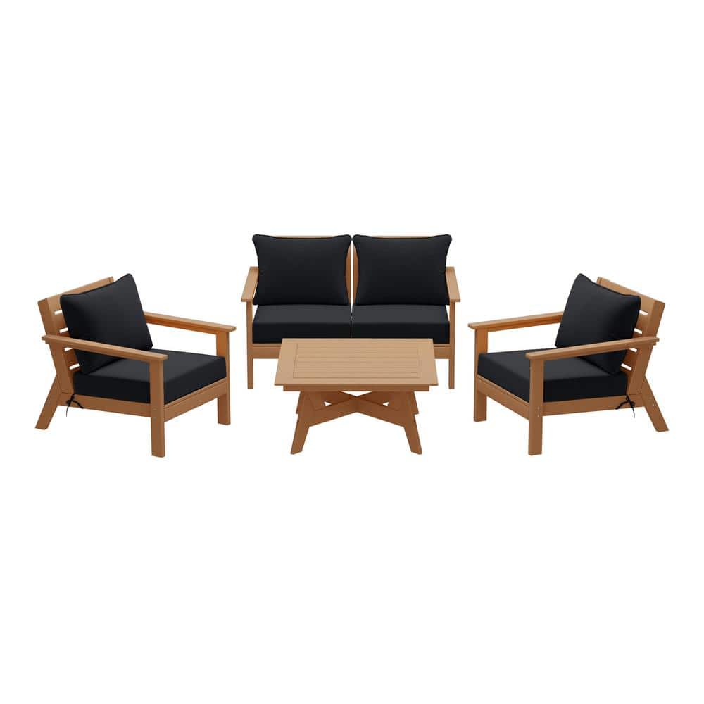 WESTIN OUTDOOR Birchwood Teak Arrangeable 5-Piece Outdoor Patio HDPE ...
