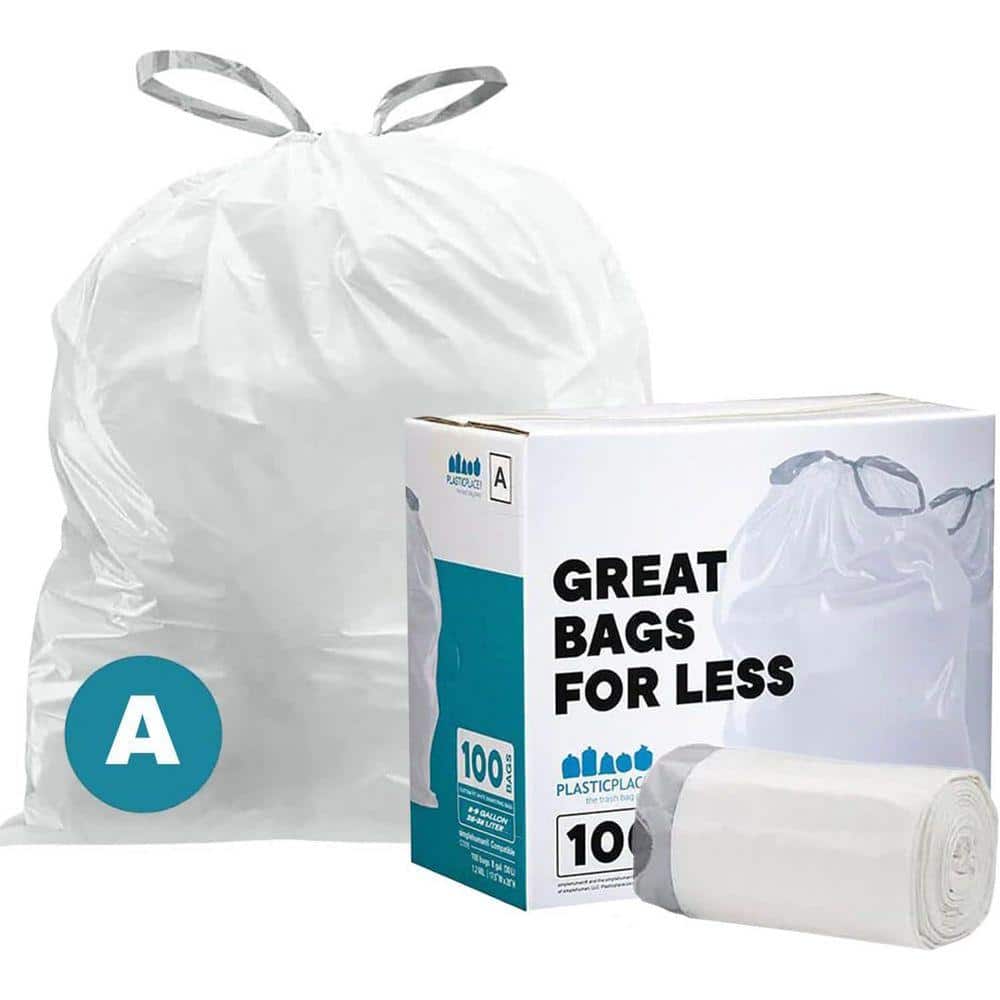 Plasticplace 1.2-2 Gal. / 4.5 Liter White Trash Bags Compatible with ...