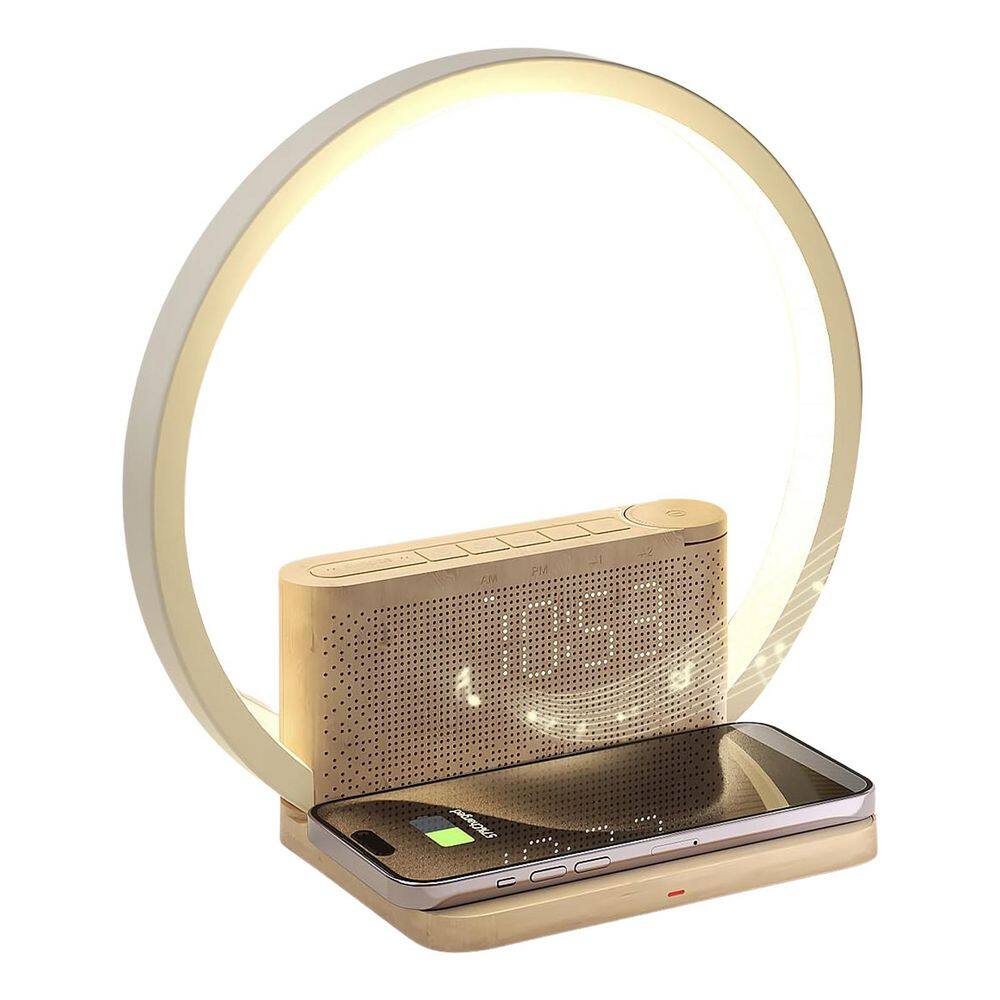 White Touch Sunrise Digital Alarm Clock with Wireless Charging, 10 ...