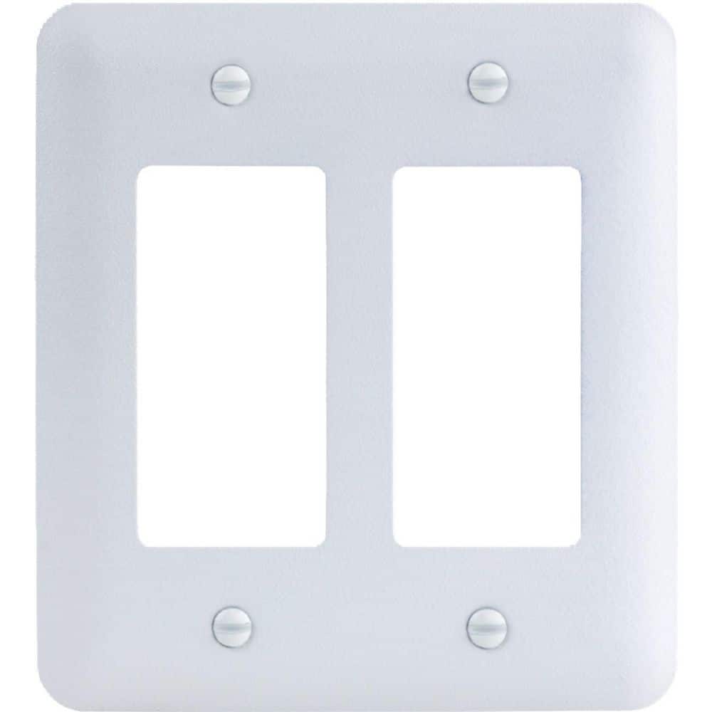 Hampton Bay Perry 2-Gang Rocker/Rocker Metal Wall Plate, White ...