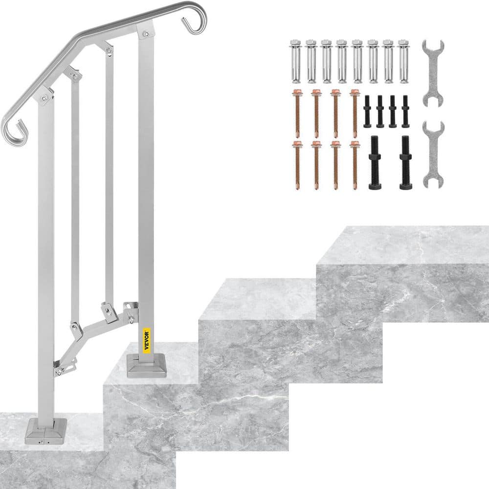 VEVOR 1 ft. Handrails for Outdoor Steps Fit 1 or 2 Steps Outdoor Stair ...