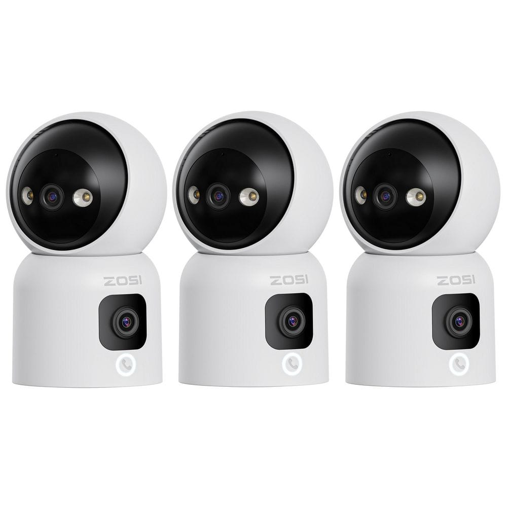 ZOSI Dual Lens 4MP Plug-in Indoor Home Security Camera, Baby Pet ...