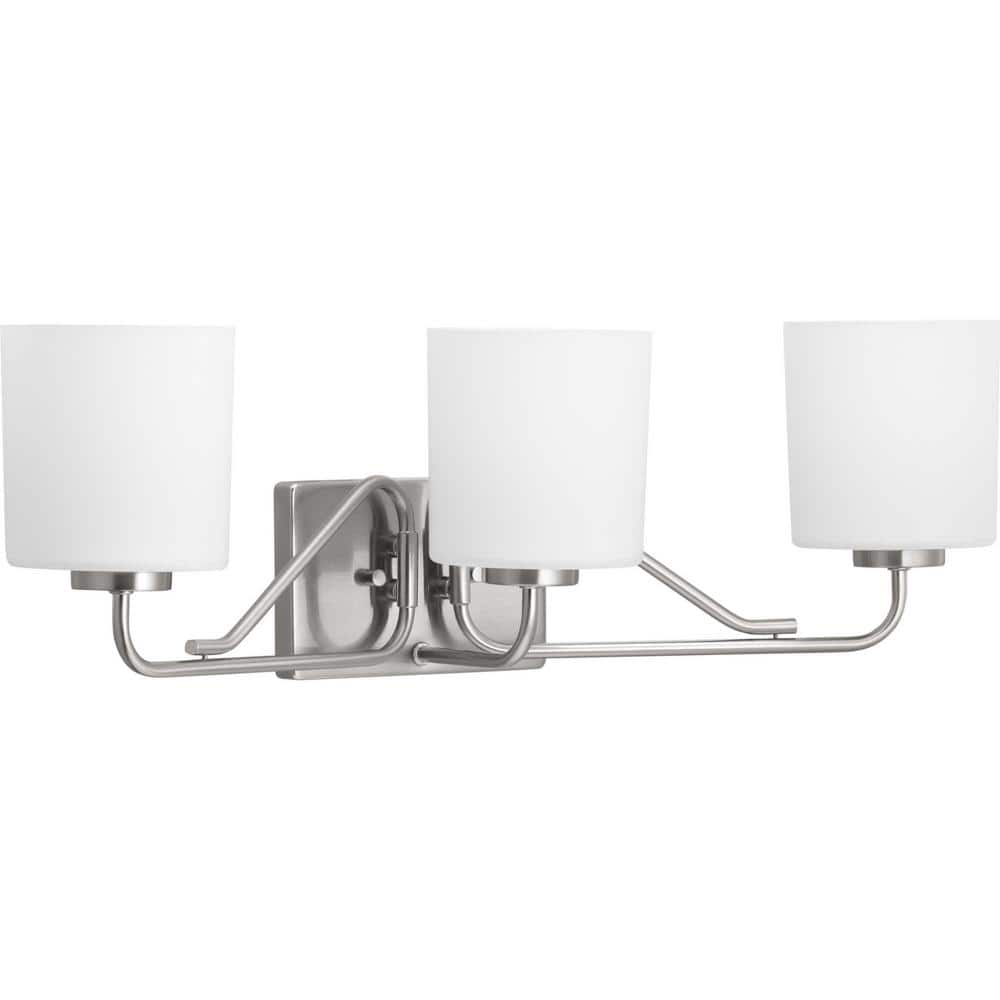 Progress Lighting Tobin Collection 3-Light Brushed Nickel Etched White ...