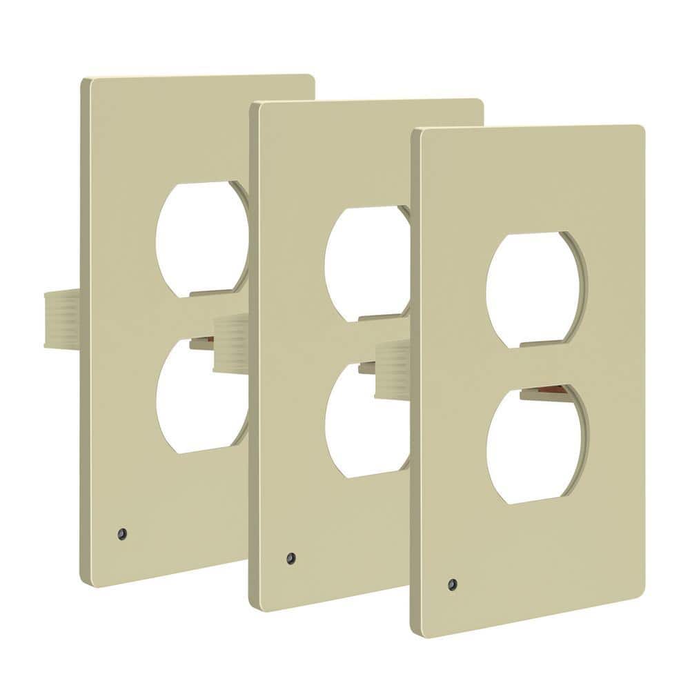 TOPGREENER 1-Gang Ivory Duplex Outlet Plastic Screwless Midsize Wall ...
