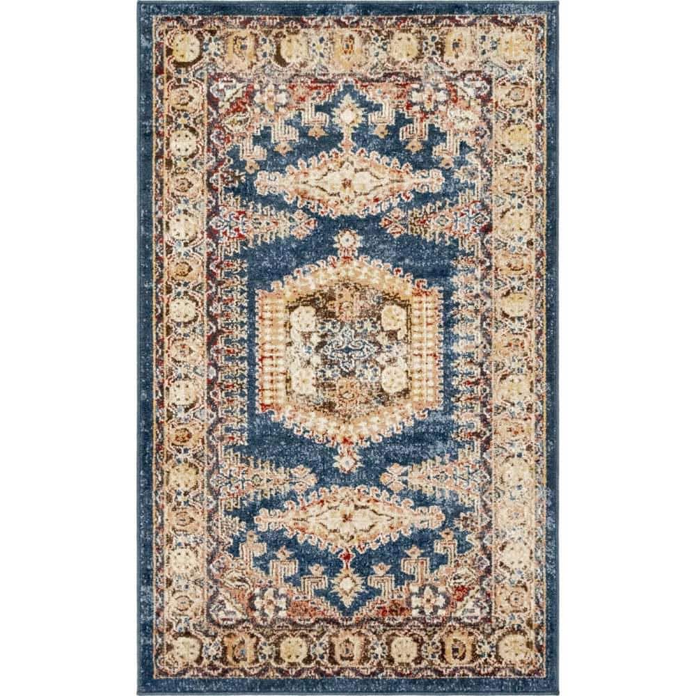 Unique Loom Utopia Larissa Blue 3 ft. 3 in. x 5 ft. 3 in. Area Rug ...