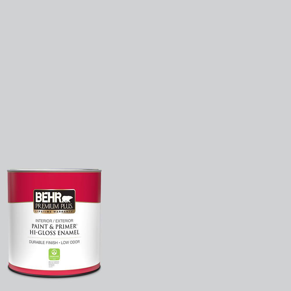 BEHR PREMIUM PLUS 1 qt. #N510-1 Silver Shadow Hi-Gloss Enamel Interior ...