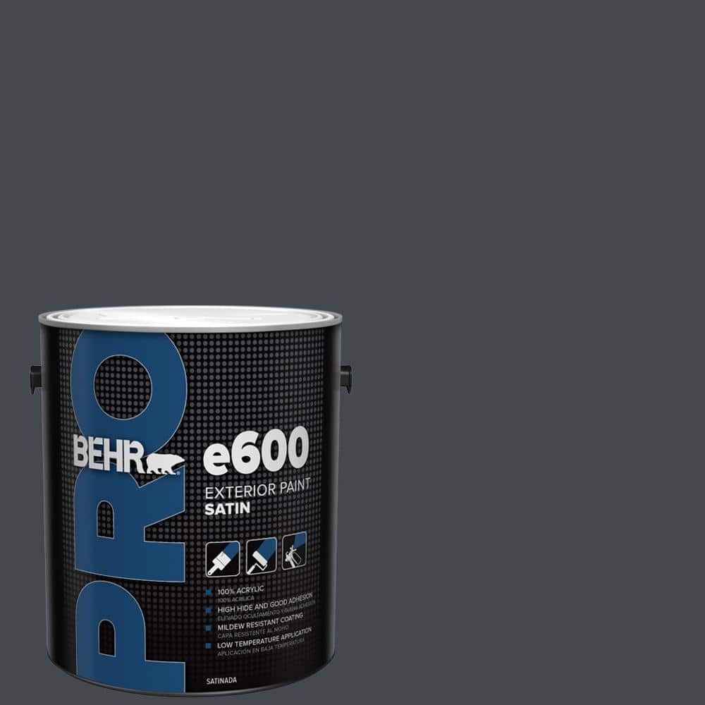 BEHR PRO 1 gal. #N490-7 Ink Black Satin Enamel Exterior Paint PR64301 ...