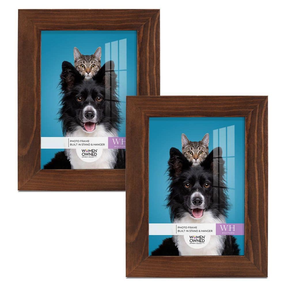 Wexford Home Woodgrain 3.5 in. x 5 in. Chestnut Picture Frame (Set of 2 ...