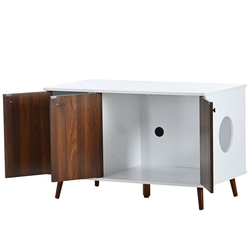 39.4 in. W x 21.65 in. D x 23.65 in. H Bathroom White Plus Brown Linen ...