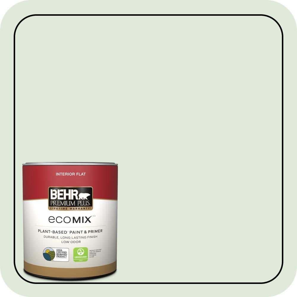 BEHR PREMIUM PLUS 1 qt. #440E-1 Relaxing Green Flat EcoMix Plant-Based ...