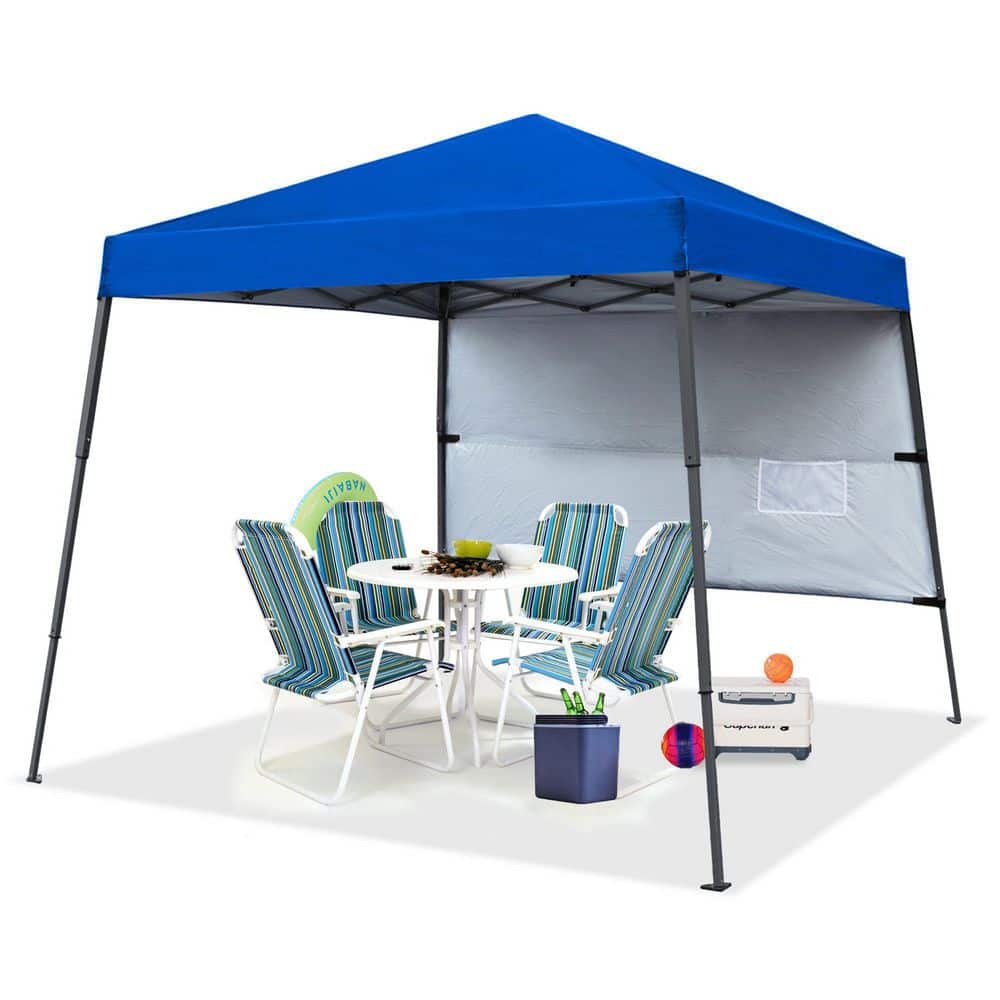 ABCCANOPY 8 ft. x 8 ft. Blue Slant Leg Pop Up Canopy Tent with 1 ...