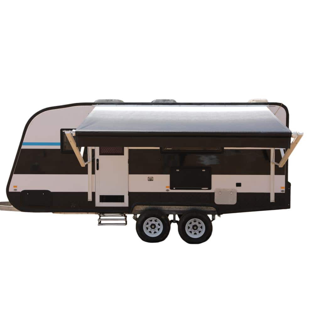 ALEKO 13 ft. x 8 ft. White Black Fade Motorized Retractable RV Awning ...
