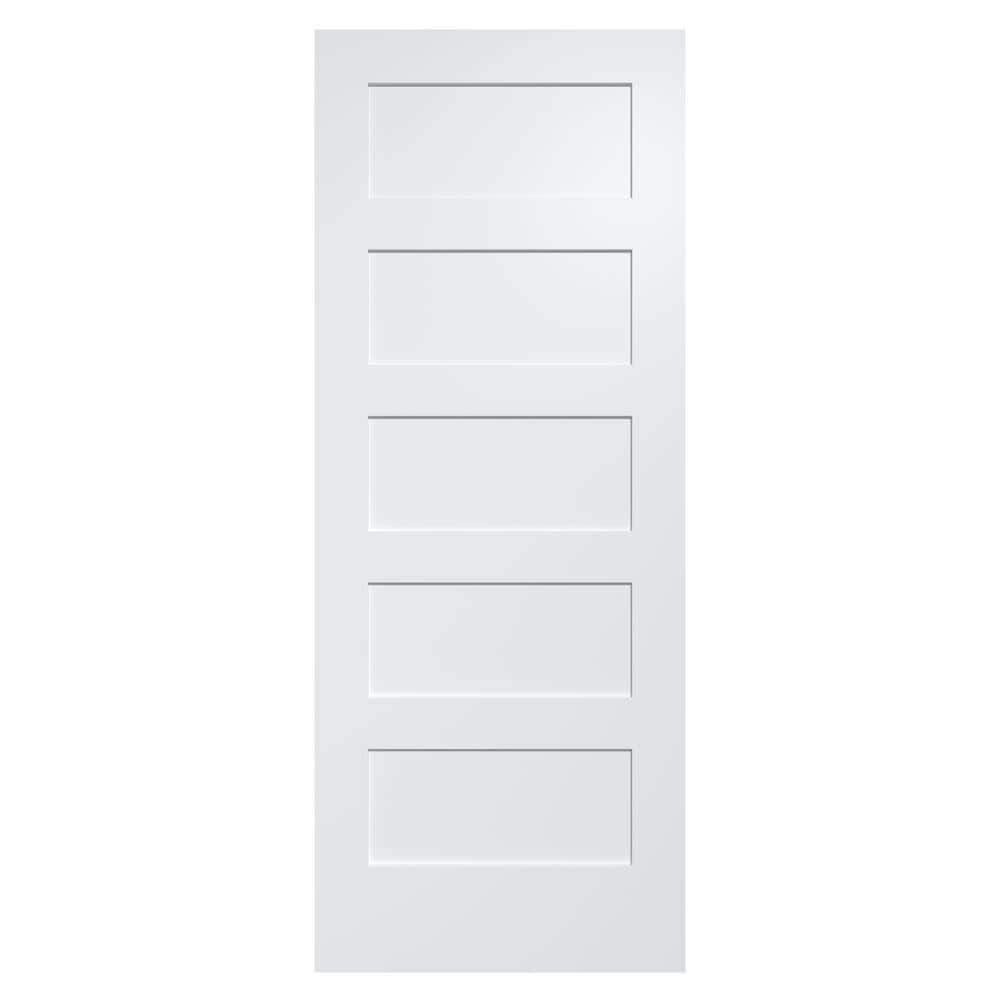 Camaflexi Homestead 36 in. x 80 in. 5-Panel Solid Core White Primed ...