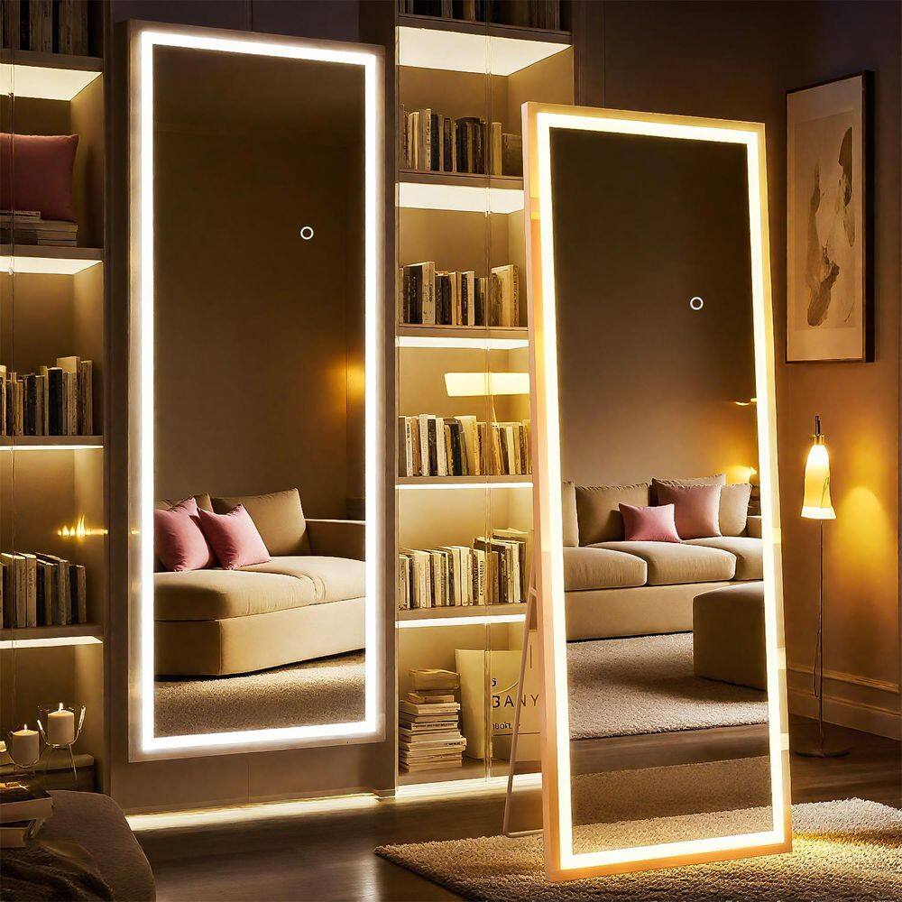 Black 24 in. W x 63 in. H Rectangle Aluminum Full Length Mirror with ...