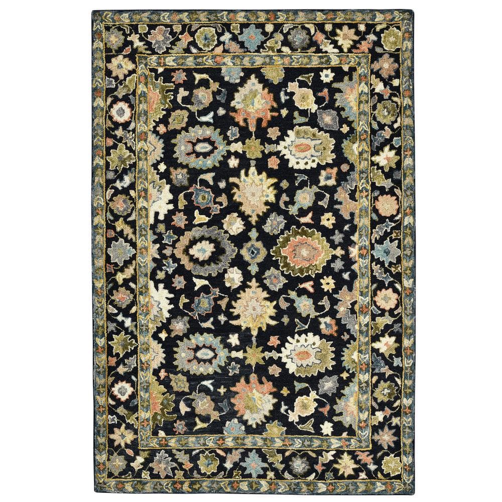 Amer Rugs Jackson 8 x 10 Black Traditional Pattern Area Rug for High ...