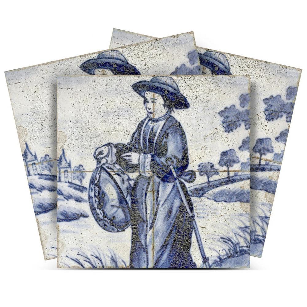 MI ALMA Blue and Light Steel Blue D26 8 in. x 8 in. Vinyl Peel and ...