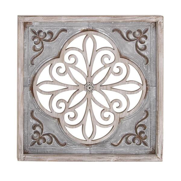 Litton Lane Wood Gray Scroll Wall Decor 44484 - The Home Depot