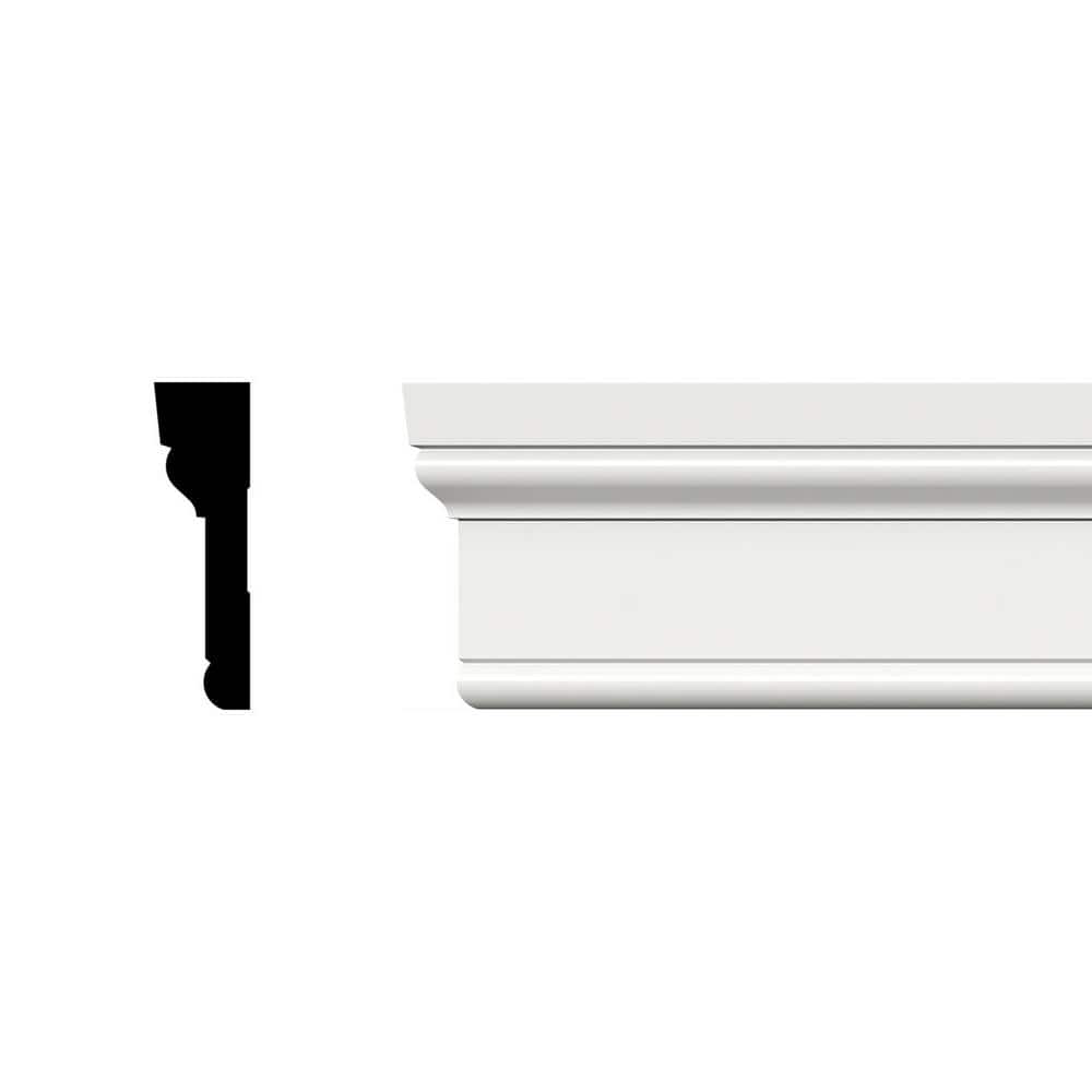 Ekena Millwork 3-1/2 in. x 1 in. x 96 in. Adams Casing Moulding, PVC ...