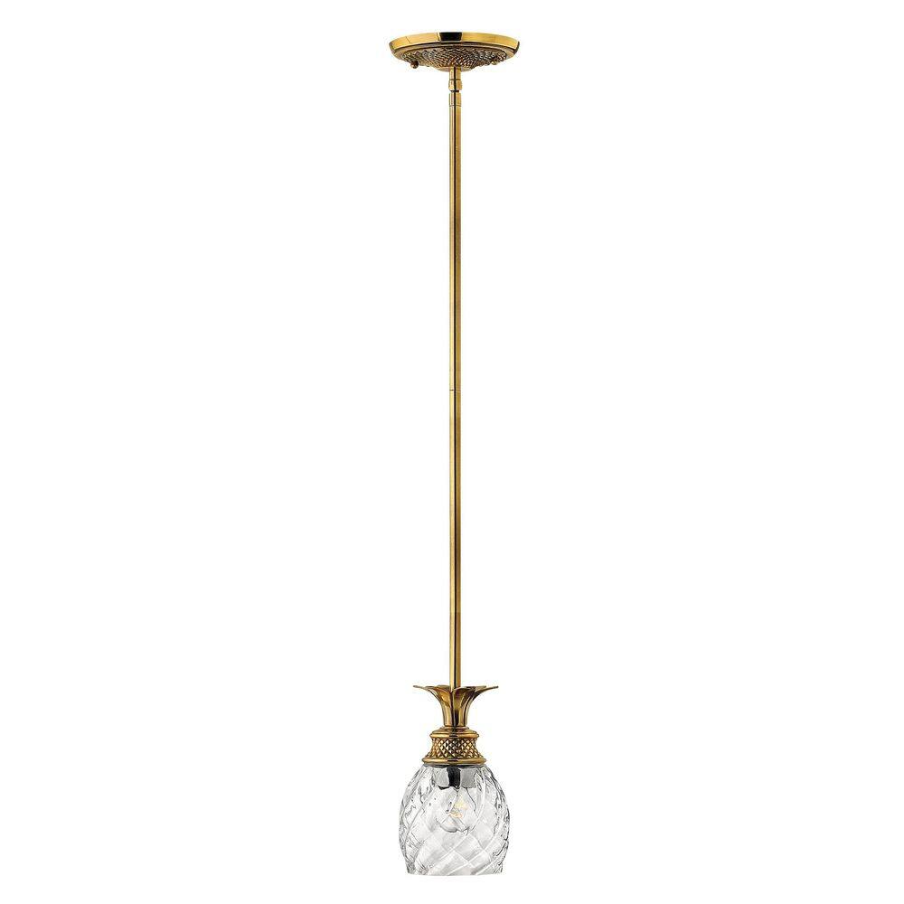 HINKLEY Plantation 1-Light Burnished Brass Standard Mini Pendant 5317BB ...