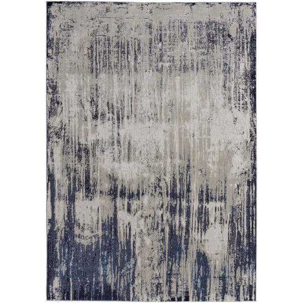 HomeRoots 2 ft. x 8 ft. Tan, Blue Abstract Area Rug 2000513902 - The ...