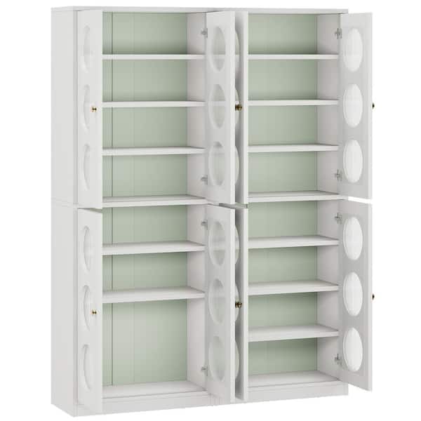 BYBLIGHT Lauren 70.87 in. H White 8 Tier Tall Shoe Storage Cabinet with 4 Doors and Adjustable Shelves for Closet 2Pcs BB RY0156YF S2 The Home Depot