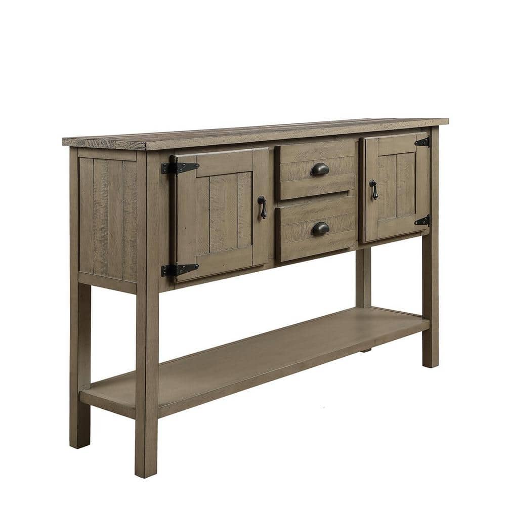 Rustic Wood 48.03 in. Sideboard Console Table with 2 Drawers and Cabinets and Bottom Shelf ...