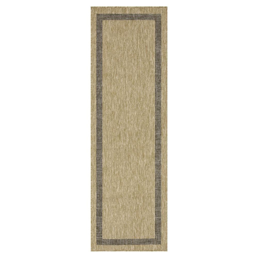 PLAYA RUG Azelia Jute and Black 2 ft. x 8 ft. Indoor/Outdoor Area Rug ...