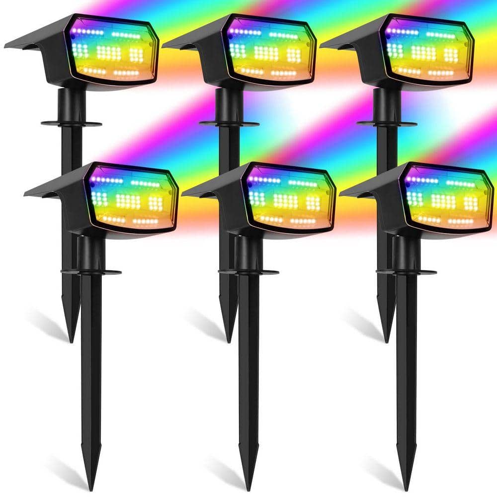 6-Pack Multi-Colored Solar Spot Lights Outdoor for Garden Pathway ...