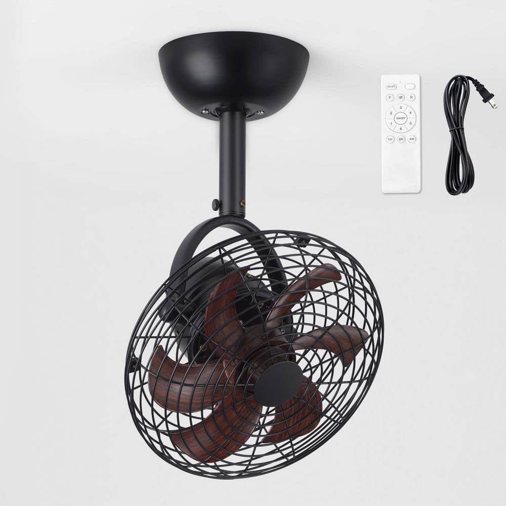 MOKSILED 10-in Black Downrod Small Indoor Ceiling Fans with Plug in ...
