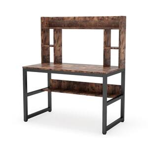 Tribesigns 42 in. Computer Desk Wood Brown Office Desk Study Desk with ...