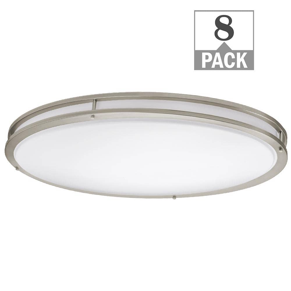 ETI LIGHTING 8-Pack Orbit 32 in. Brushed Nickel Oval LED Flush Mount ...