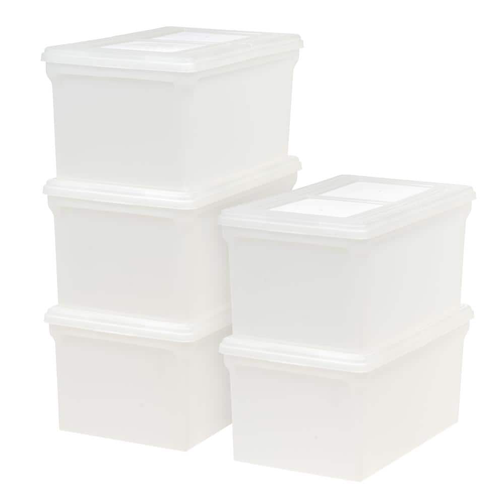 IRIS 58 qt. Split-Lid Letter Size File Box, Large, Pearl, Storage Box ...