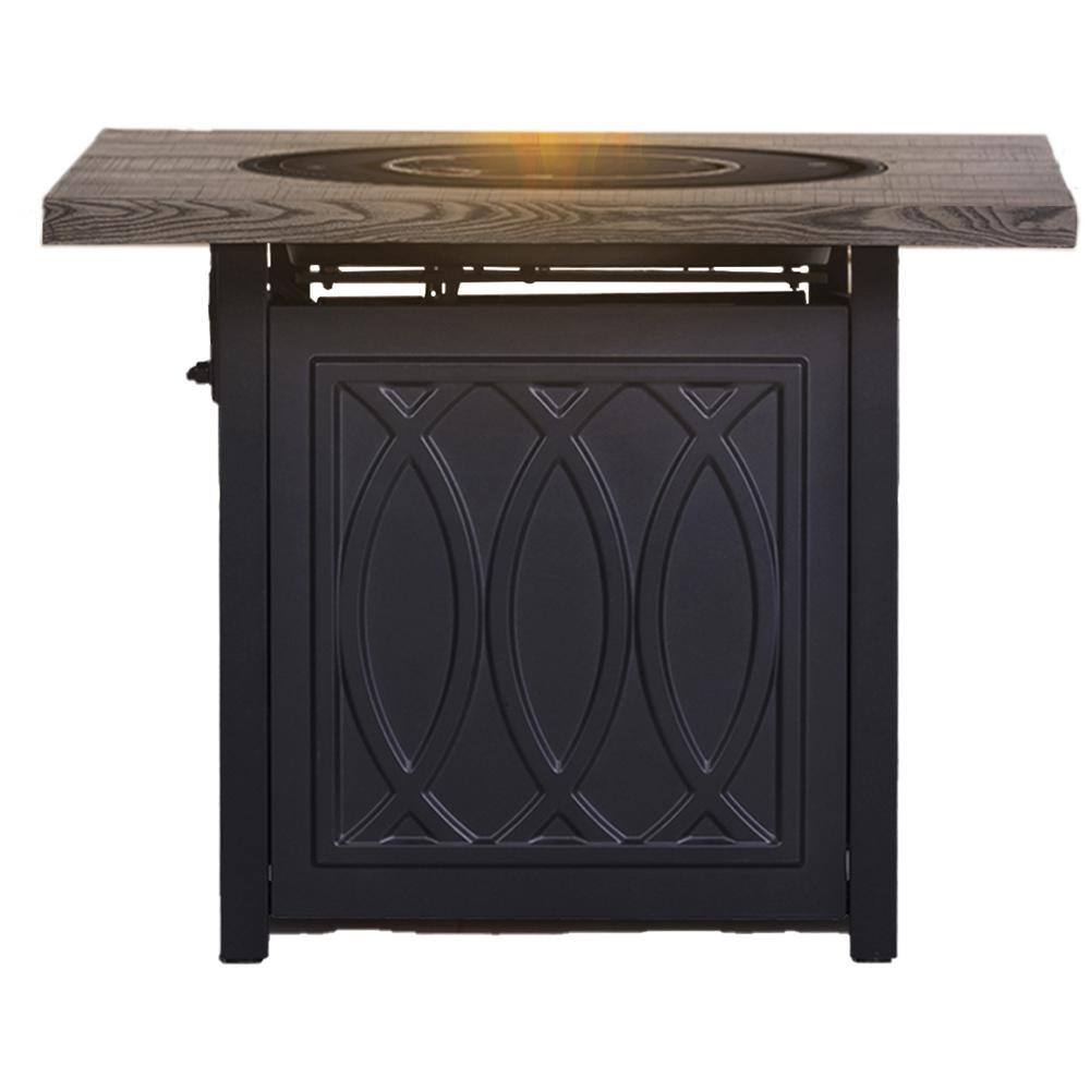 32 in. Square Terrafab Slate Look Top with Steel Base Propane Gas Fire ...