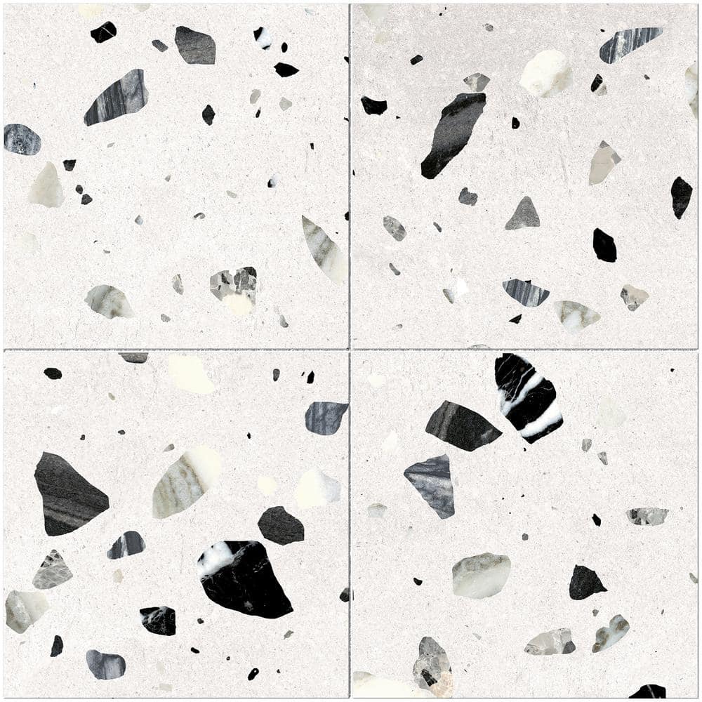 MOLOVO Terrazo Bianco White 8.03 in. x 8.03 in. Matte Porcelain Tile ...