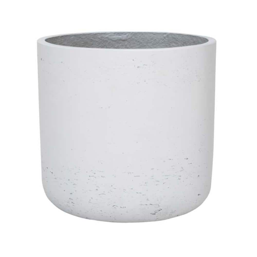 PotteryPots 17.32 in L Round White Washed Fiberclay Indoor/Outdoor ...