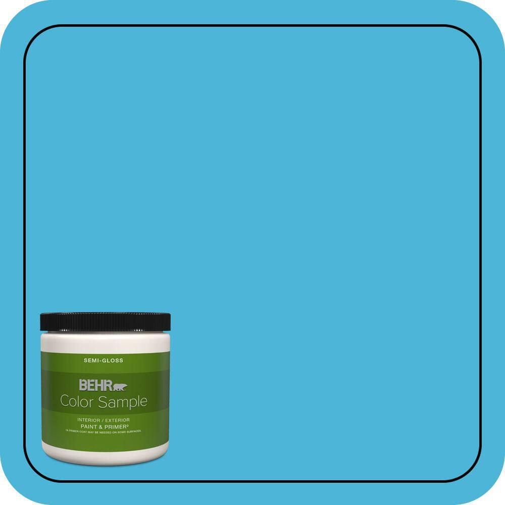 BEHR PREMIUM PLUS 8 oz. #P490-4 Aztec Sky Semi-Gloss Interior/Exterior ...