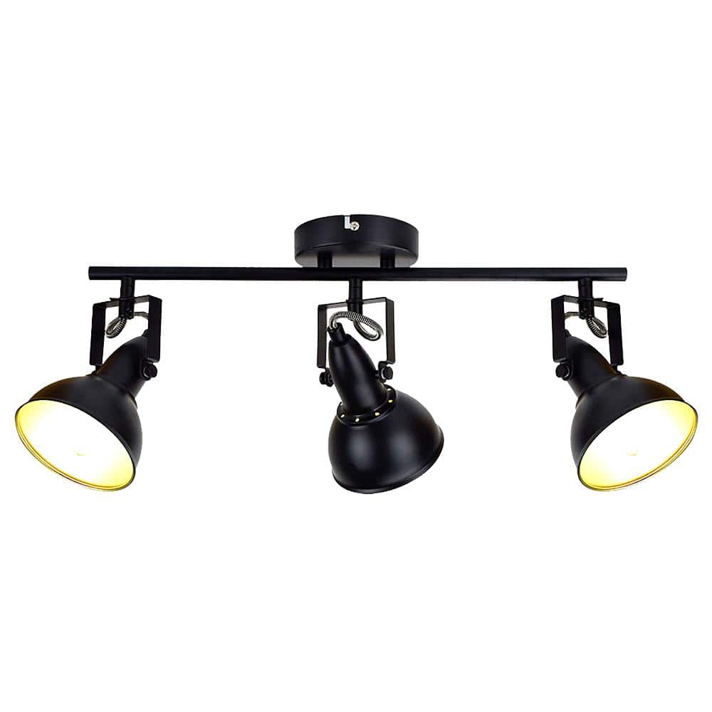 TAIFOND 1.54 ft. 3-Light Matte Black Track Lighting Kit with Metal ...
