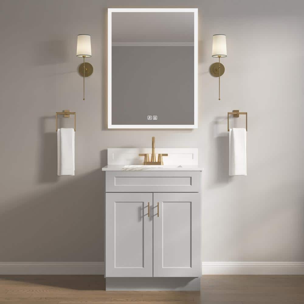HOMLUX 27 in. W x 21 in. D x 34.5 in. H Ready to Assemble Bath Vanity ...