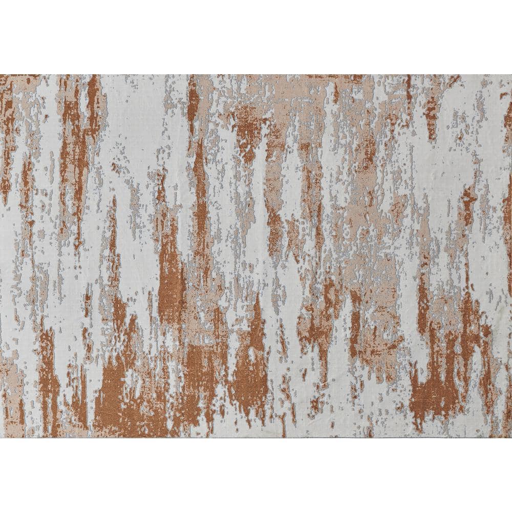 Amazing Rugs Zara Contemporary Rust 2 ft. x 3 ft. Washable Super Soft ...