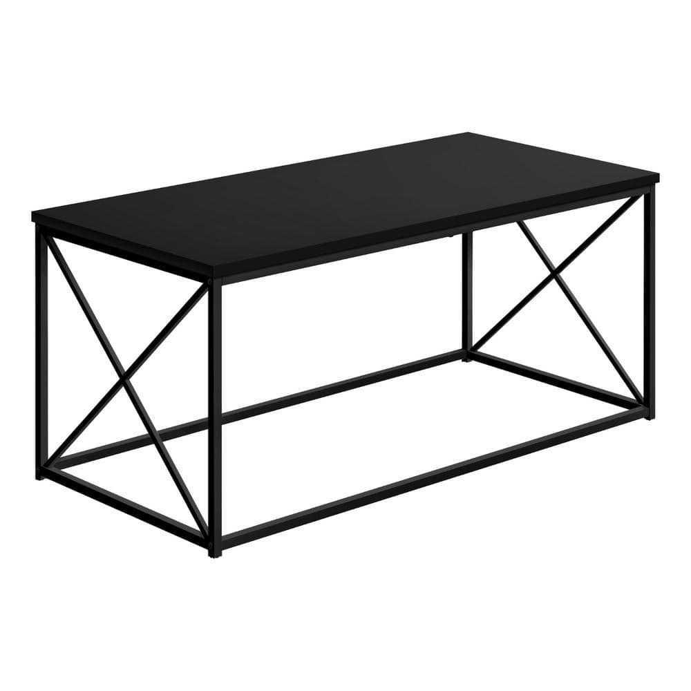 HomeRoots Mariana 40.5 in. Black Rectangle Wood Coffee Table 2000489945 ...