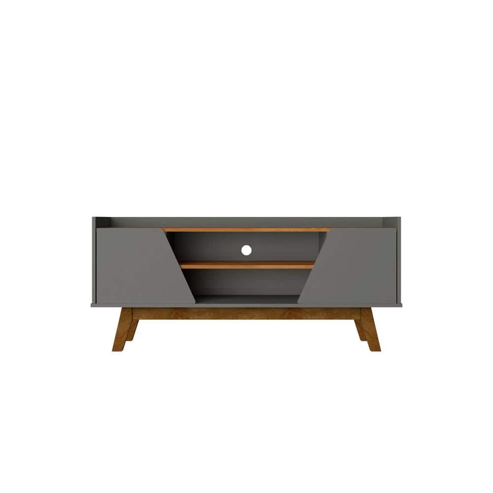 Manhattan Comfort Marcus Grey and Nature Mid-Century Modern TV Stand ...