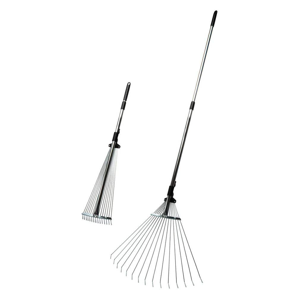 Pure Garden 60 in. Adjustable Metal Leaf Rake GW33A02-01 - The Home Depot