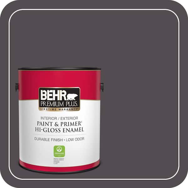 BEHR PREMIUM PLUS 1 gal. #N570-7 Black Elegance Hi-Gloss Enamel ...