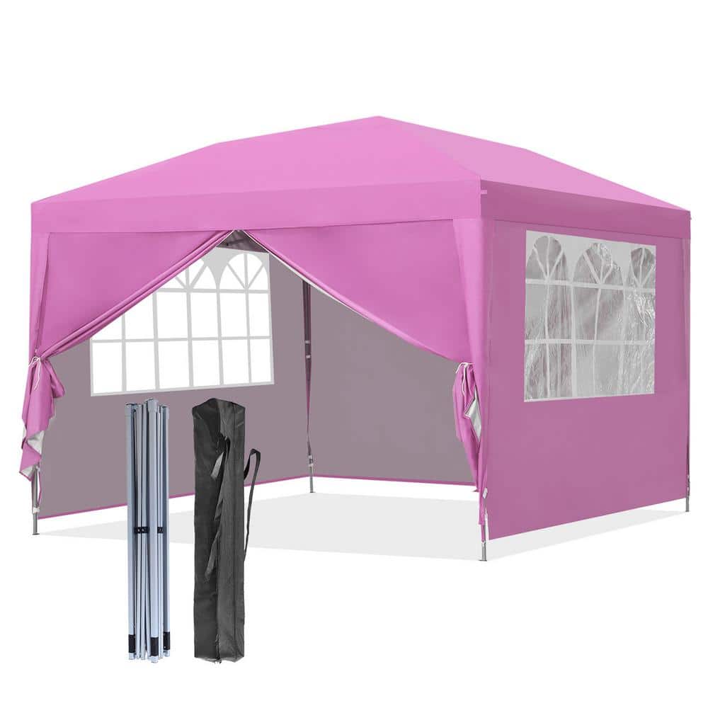 OVASTLKUY 10 ft. x 10 ft. Pink Outdoor Patio Canopy With Canopy Bag and ...