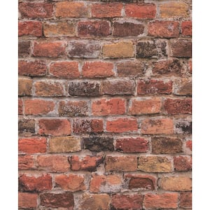 Bricks and More Collection Red Herringbone Brick Matte Finish Vinyl on ...