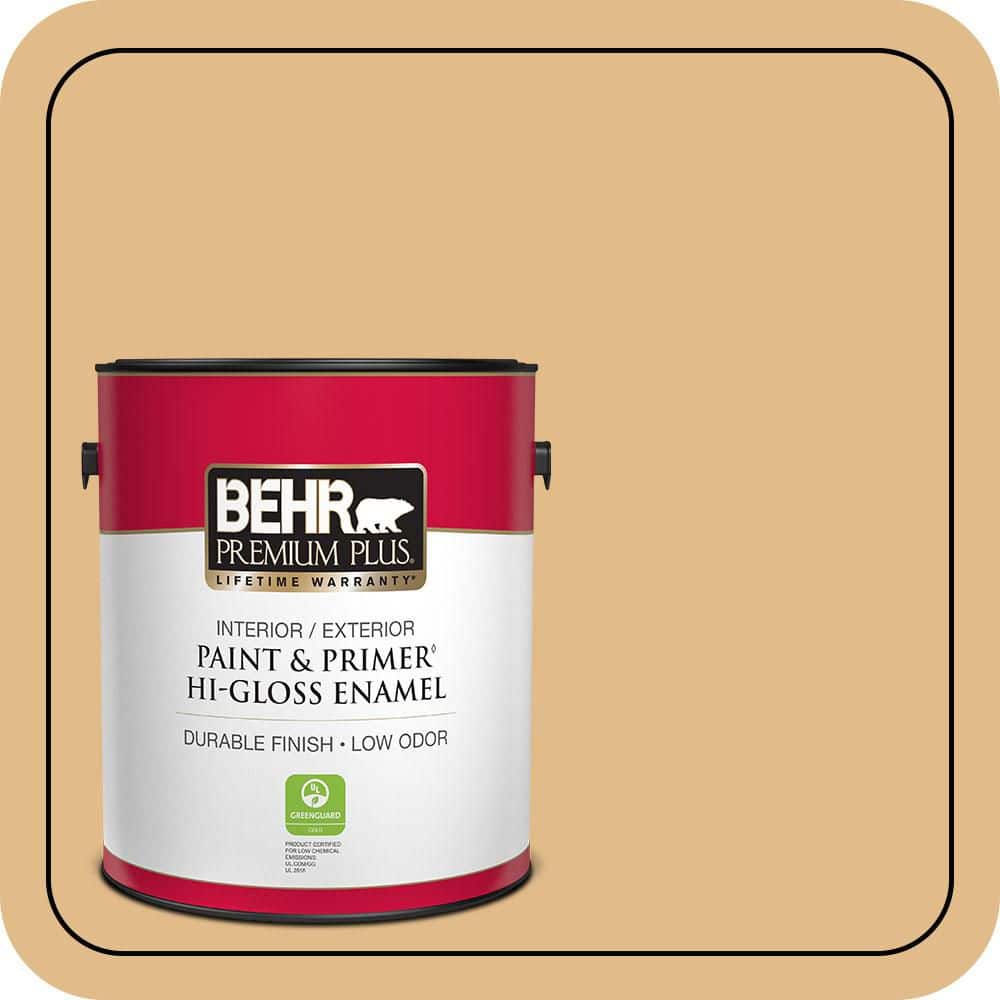 BEHR PREMIUM PLUS 1 gal. #M280-4 Royal Gold Hi-Gloss Enamel Interior ...